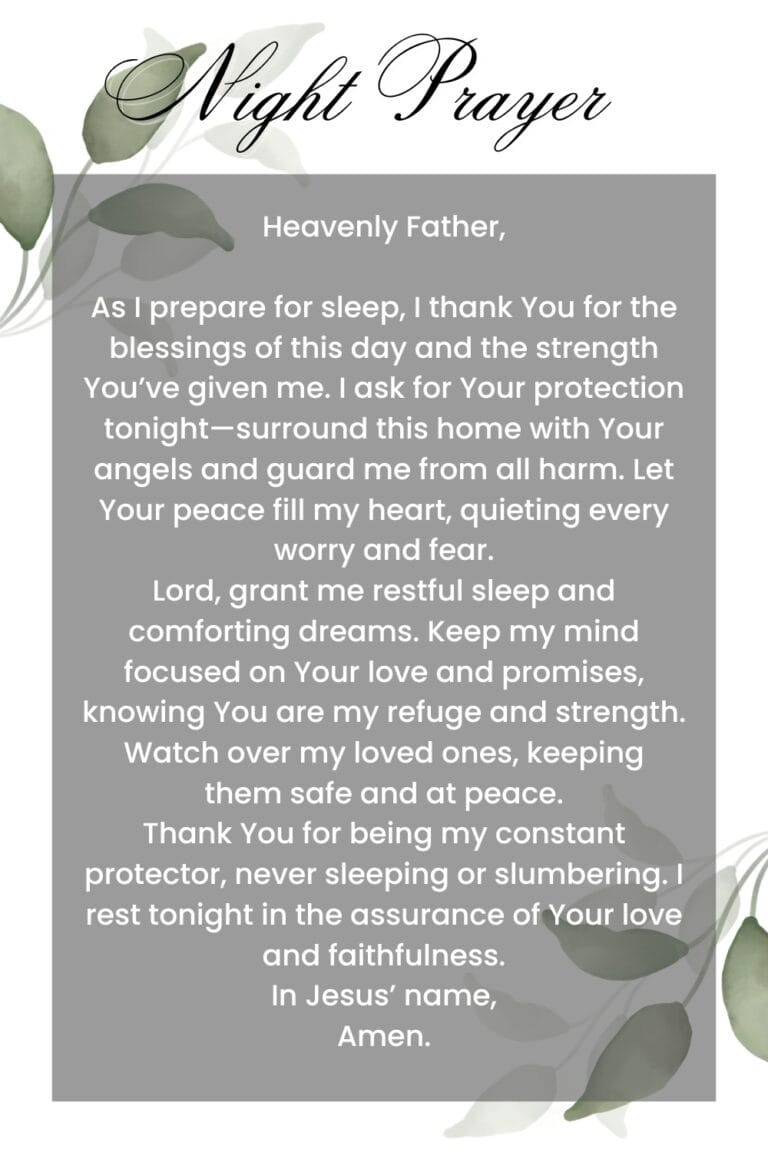 Bedtime Prayer For God's Protection And Peace