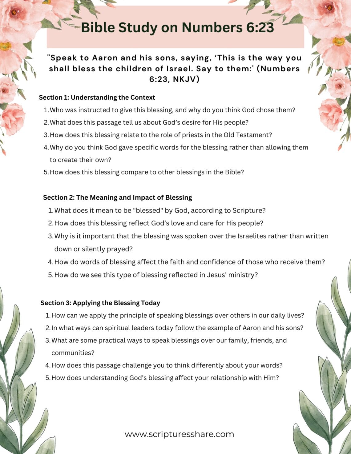 Bible Study PDF Sheets