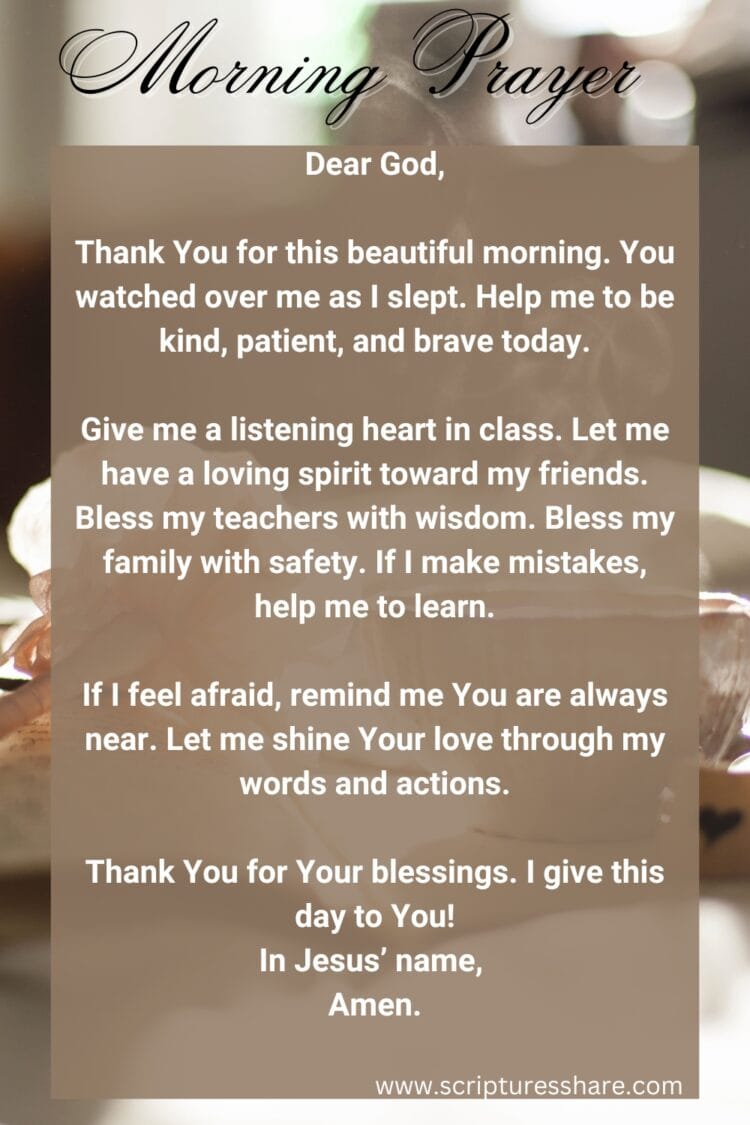 A Simple Short Morning Prayer For Kids Before School