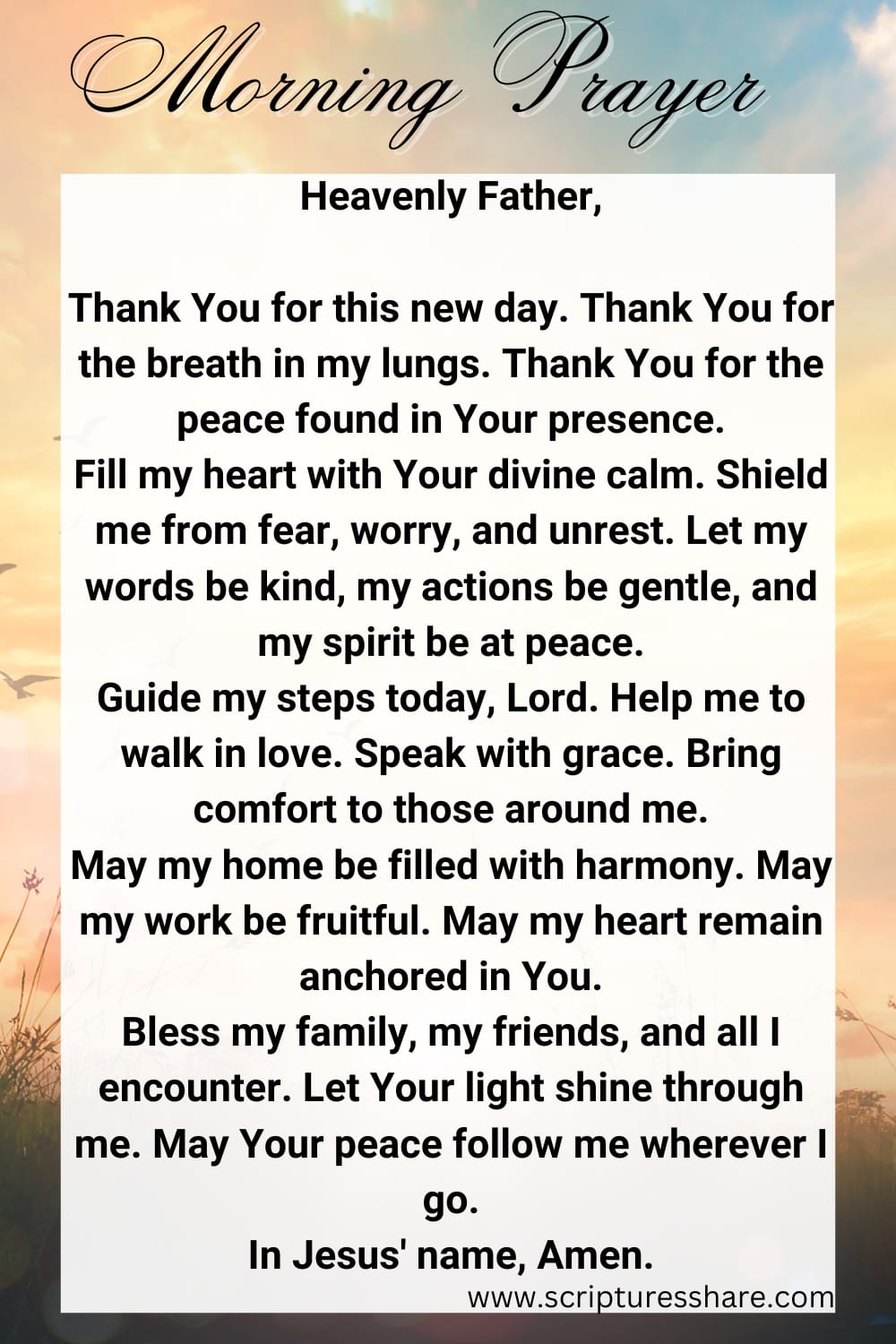 Beautiful Daily Morning Blessing Prayer For Peaceful Living