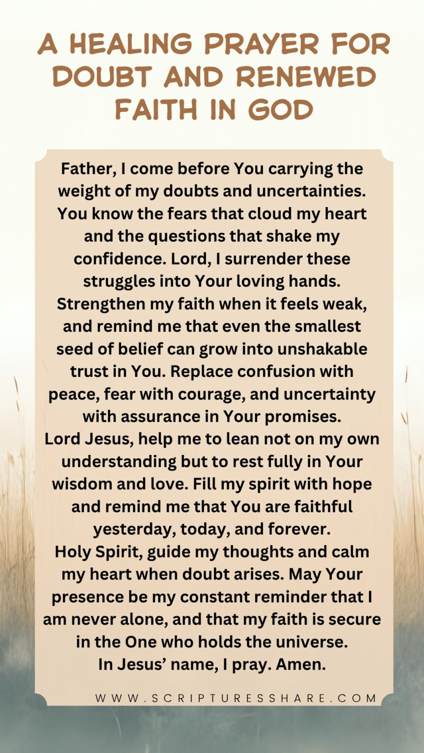 A Healing Prayer For Doubt And Renewed Faith In God